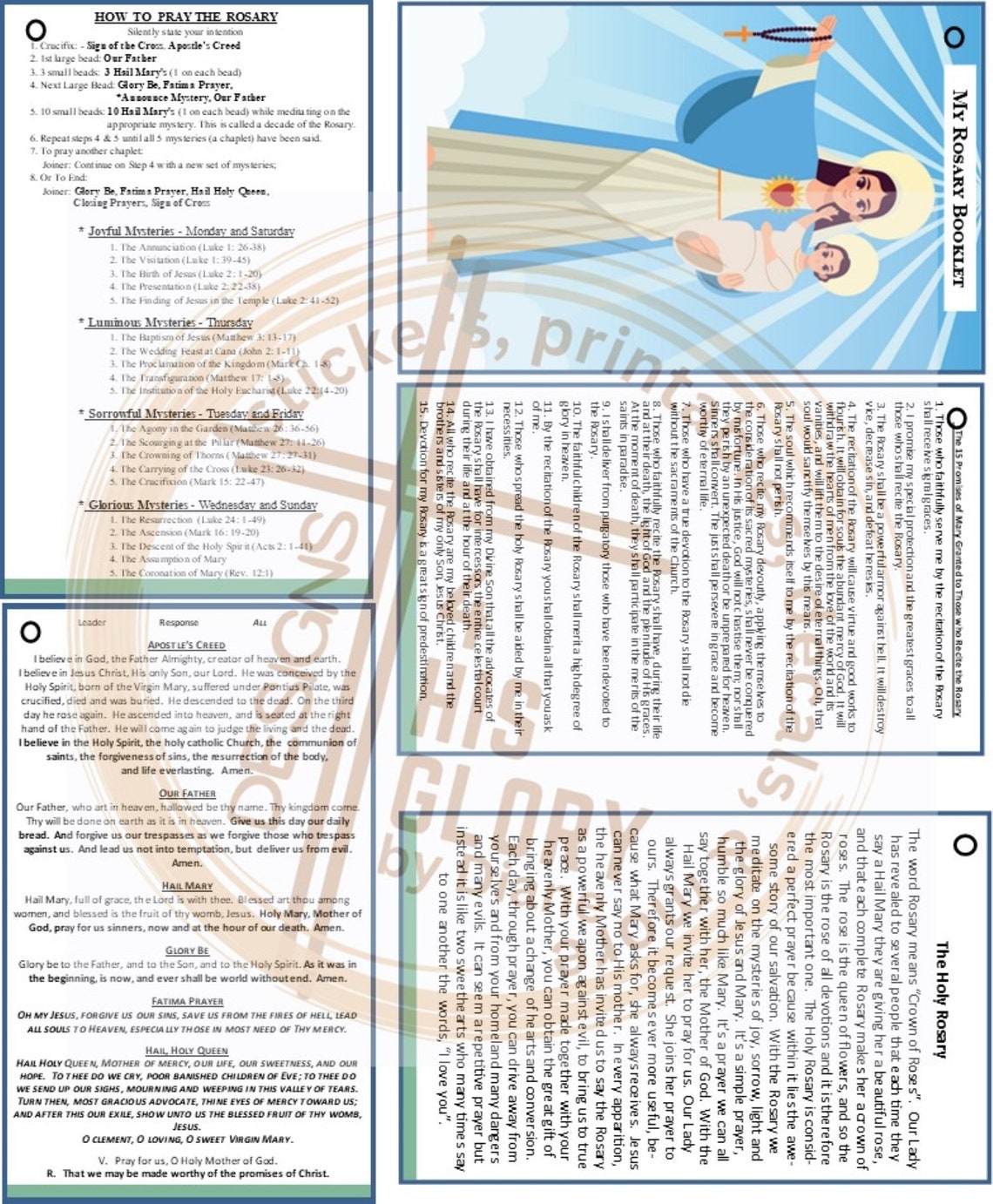 Printable Rosary Booklet How to Pray Rosary Teach Kids to Pray Rosary ...