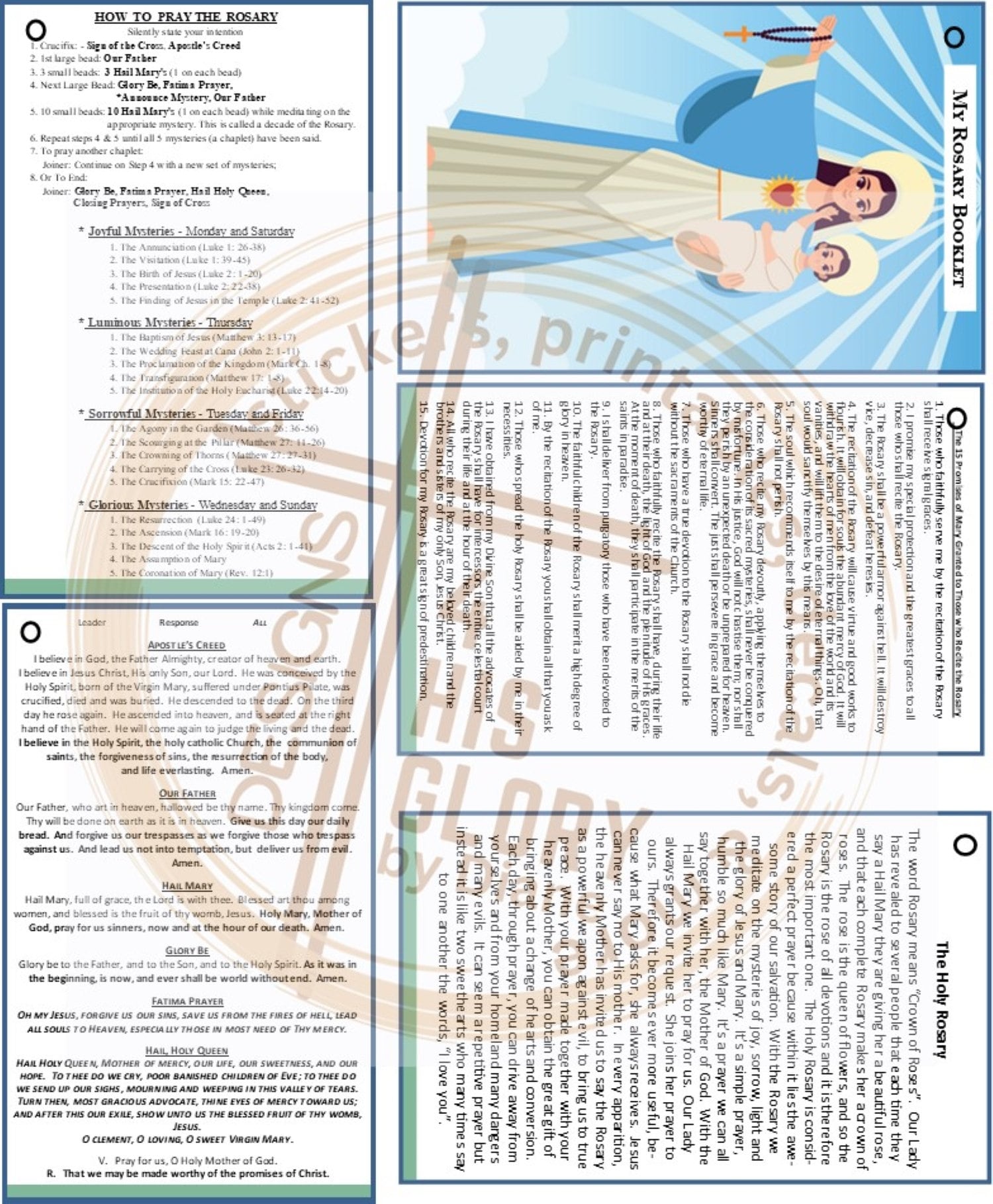Printable Rosary Booklet How to Pray Rosary Teach Kids to Pray Rosary ...