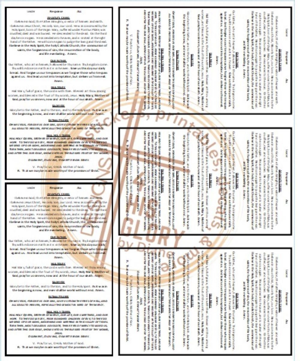 Rosary Card Cheat Sheet How to Pray Rosary With Prayers Lead and Pray ...