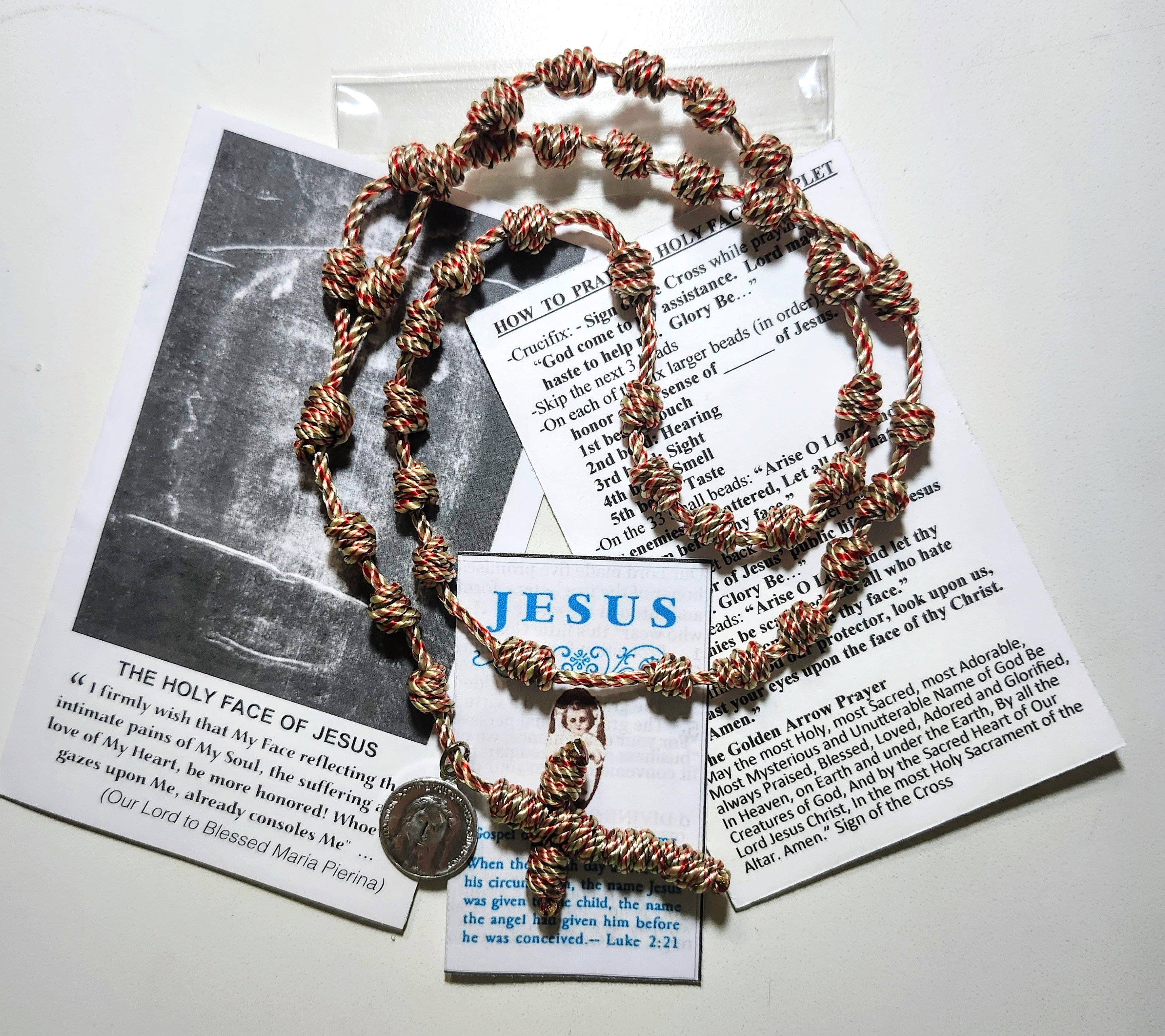 Holy Face Chaplet Rosary How to Pray Holy Face Knotted Rosary Handmade ...