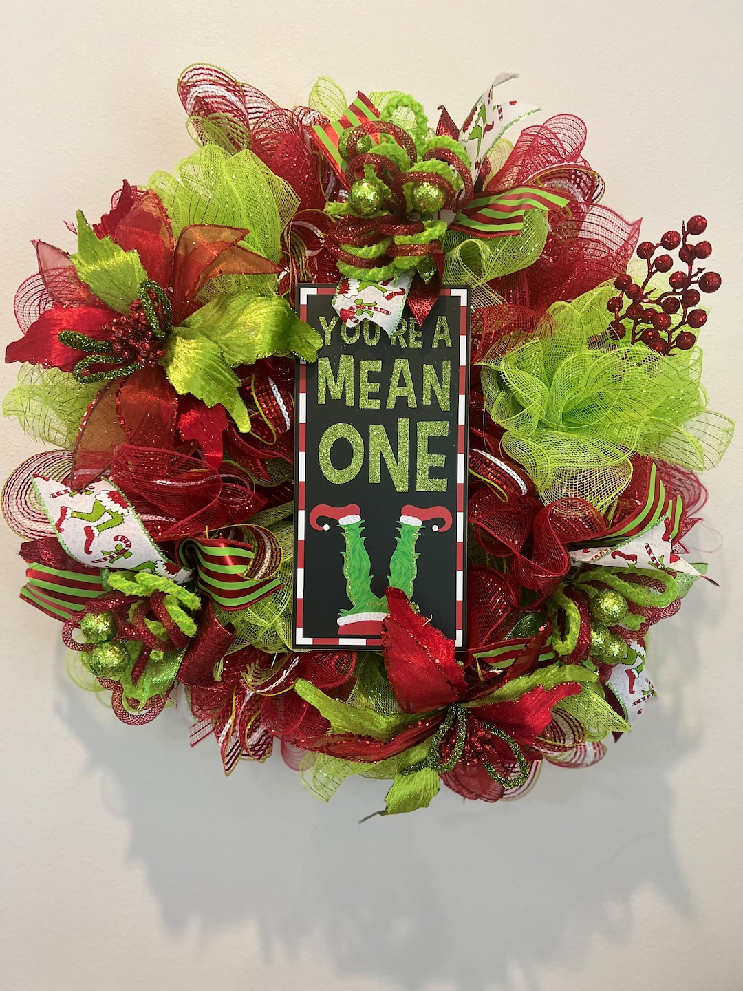 Grinch Christmas Wreath - Etsy