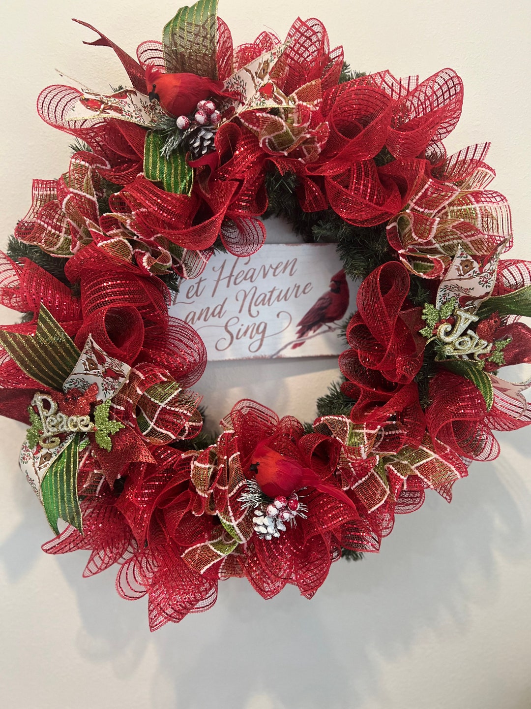 Cardinal Christmas Wreath - Etsy