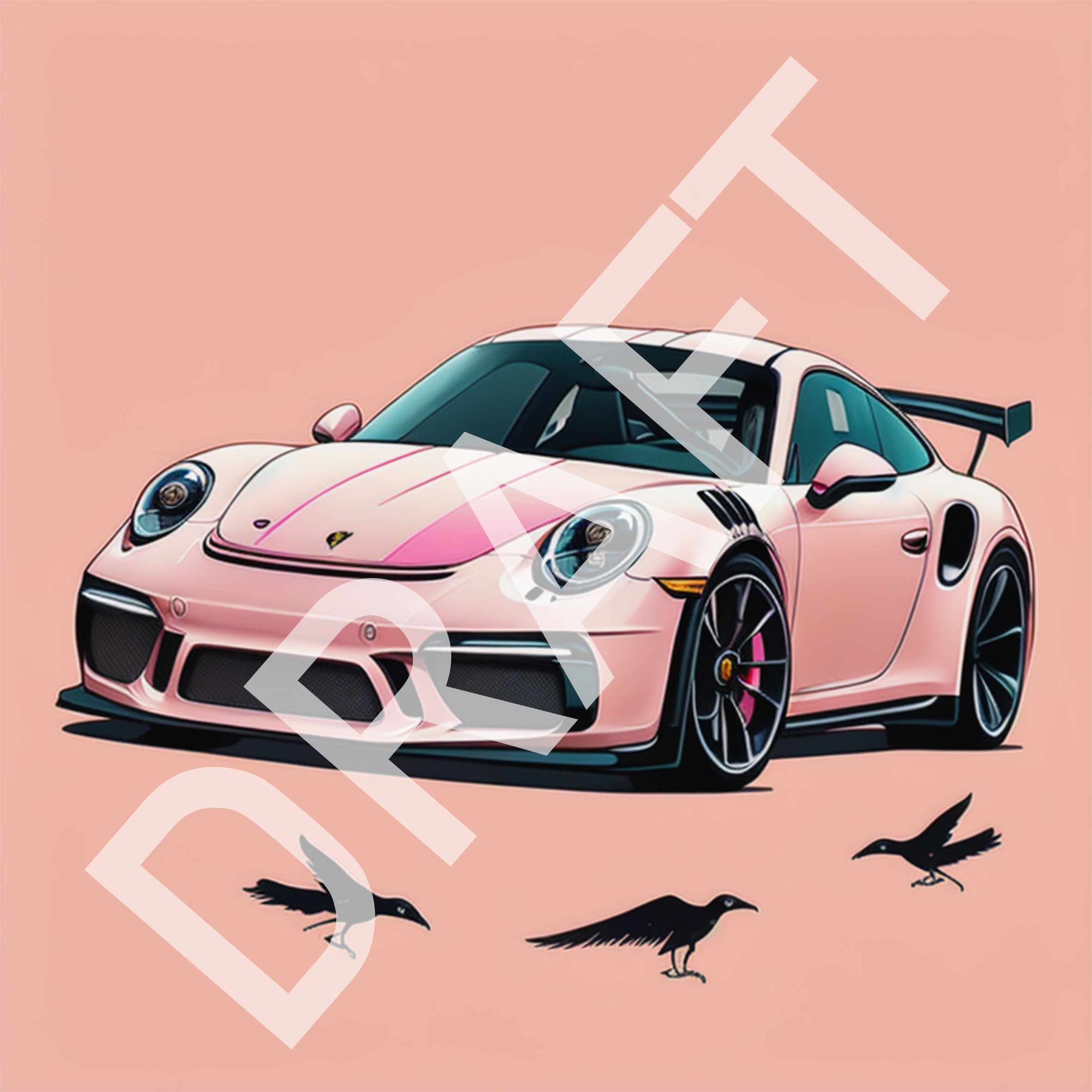 Pink Porsche 911 GT3RS Digital Art Design - Etsy