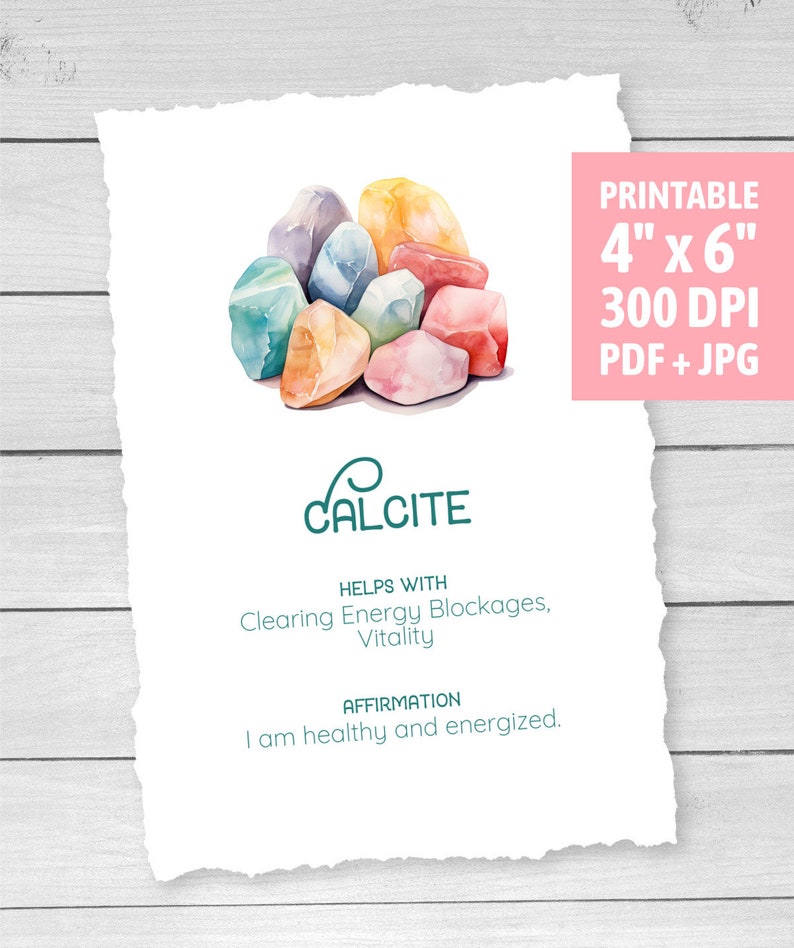 Calcite Crystal Card - Printable - Calcite Meaning - Jewelry Gift Tag ...