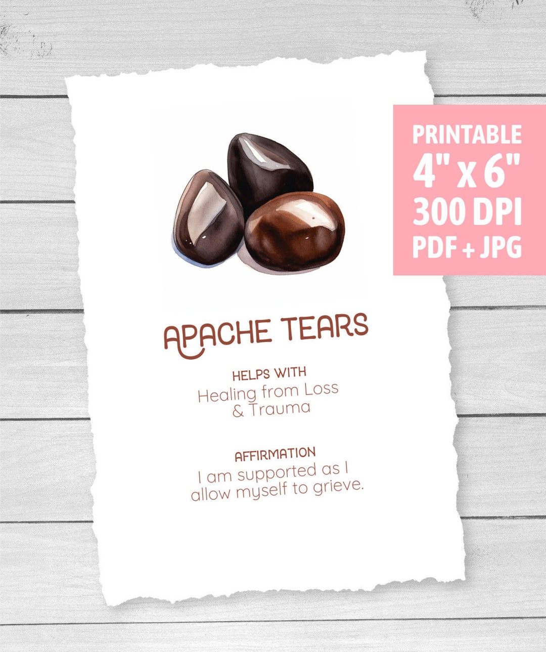 Apache Tears Crystal Card - Printable - Apache Tears Meaning - Jewelry ...
