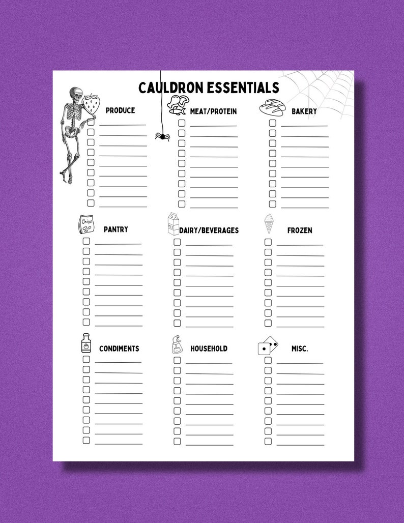 Printable Halloween Grocery List Template Bundle Spooky - Etsy