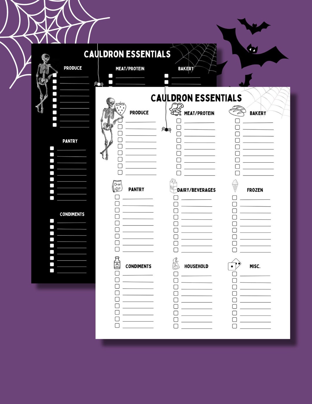 Printable Halloween Grocery List Template Bundle Spooky - Etsy