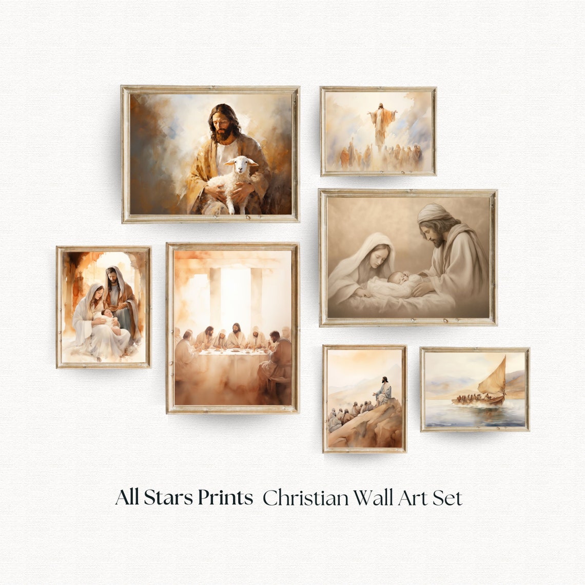 Christian Wall Art Set Minimalist Watercolor Jesus Painting,the Last ...