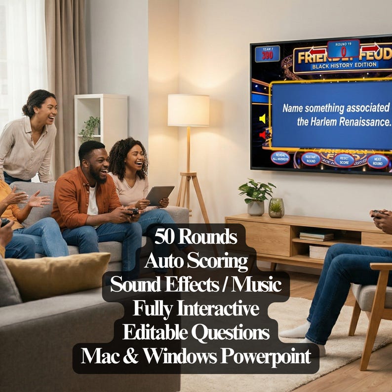 Friendly Feud Black Family Game, Black History Month Party Games ...