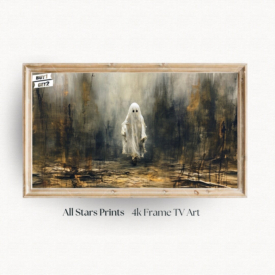 Halloween Ghost Frame TV Art Oil Painting Style Art for Frame - Etsy
