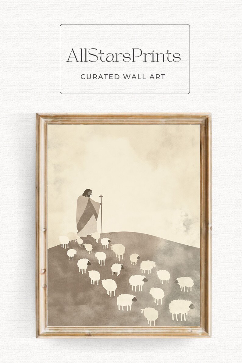 Jesus Leaves the 99 Christian Wall Art Jesus Painting, Neutral Print ...
