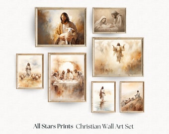 Christian Wall Art Set Minimalist Watercolor Jesus Painting,the Last ...