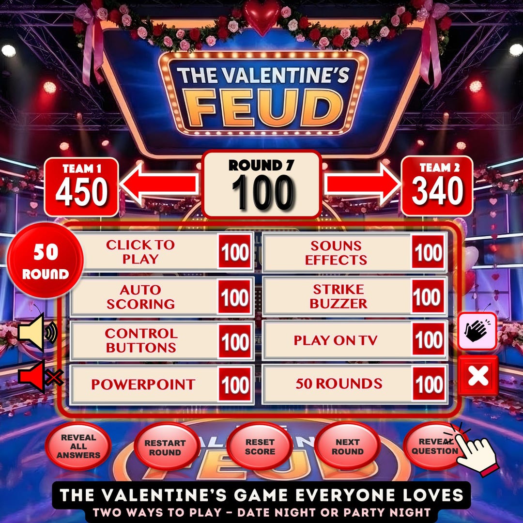 Valentines Game Friendly Feud Powerpoint Template, Valentine ...