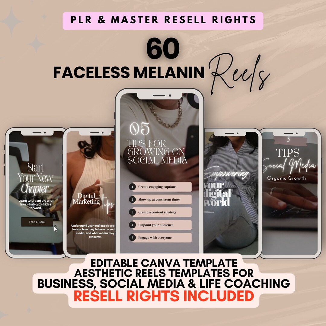 Melanin Faceless Reels Master Resell Rights PLR Instagram Reels Faceless Marketing Melanin Reels ...