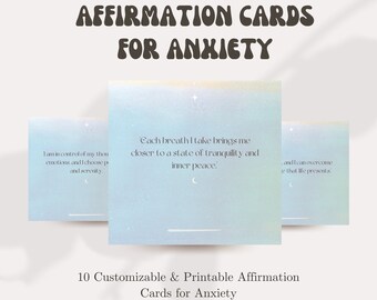 102 Printable Affirmation Cards for Anxiety in Pastel Colors, Anxiety ...