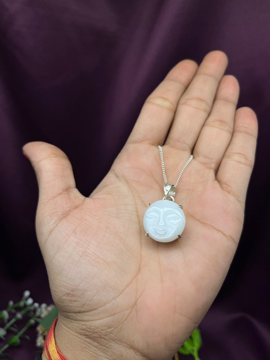 Moon Face Necklace, Moonstone Moon Face Pendant,moon Silver Face ...