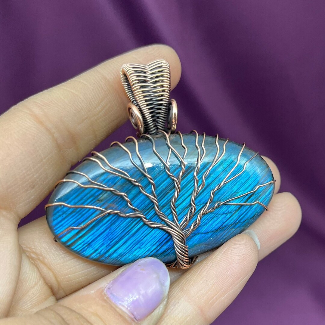 Tree of Life Labradorite Pendant Copper Wire Wrapped Gemstone Pendant ...