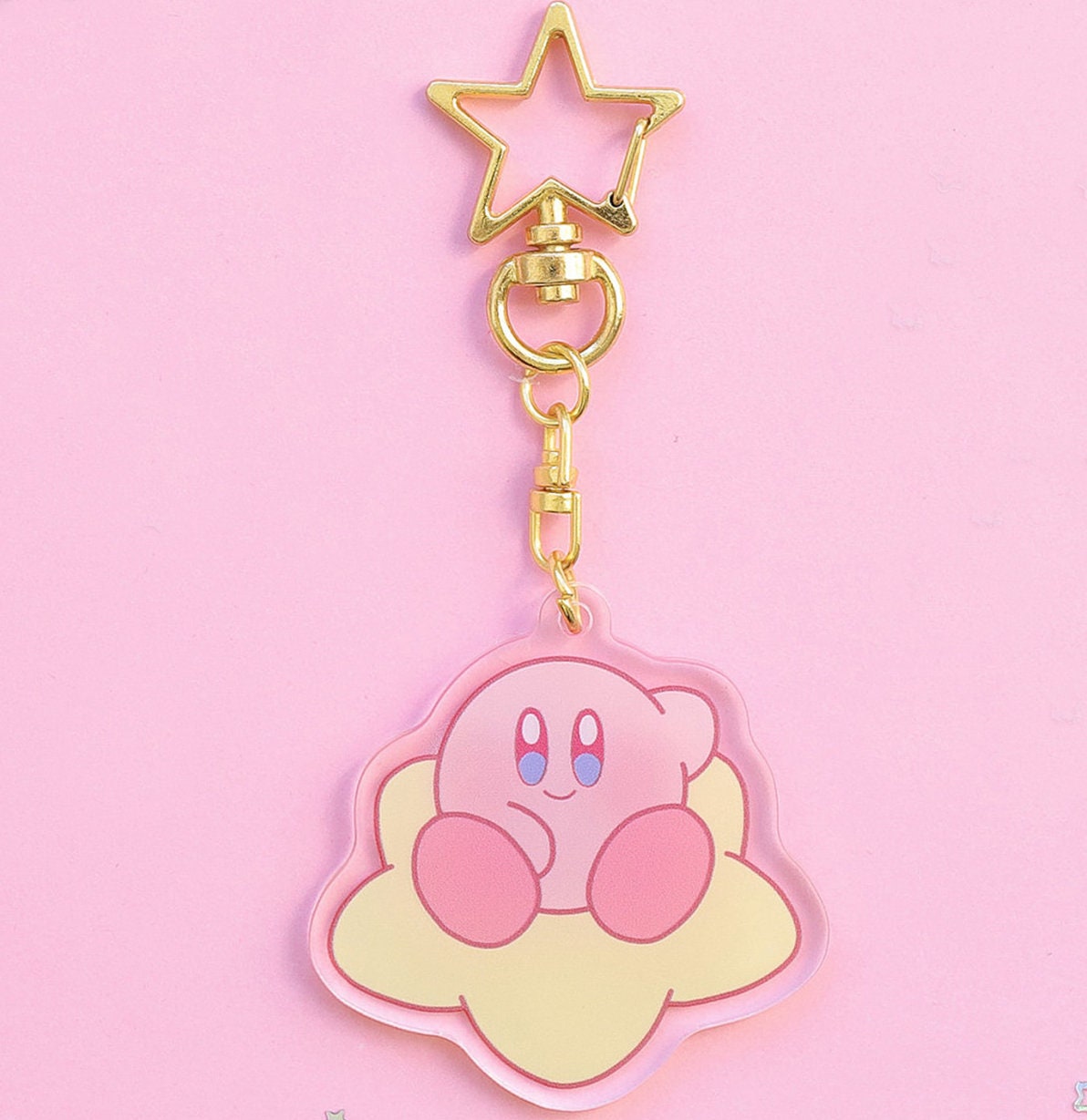 Star Kirby Keychain Gold Kawaii Kirby Keychain Kirby - Etsy