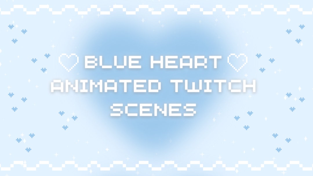 Pastel Blue Heart Animated Stream and Twitch Package / Pixel / Overlay ...