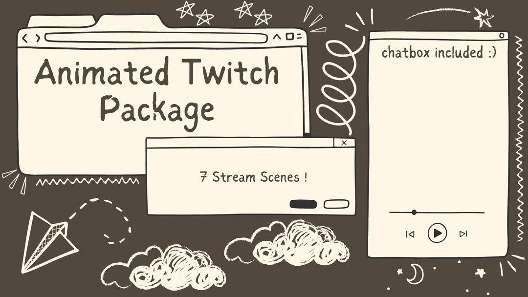 Cozy Animated Cartoon Stream and Twitch Package With Chatbox / Doodle ...