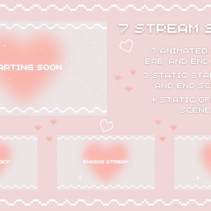Pastel Pink Heart Animated Stream and Twitch Package / Pixel / Overlay ...