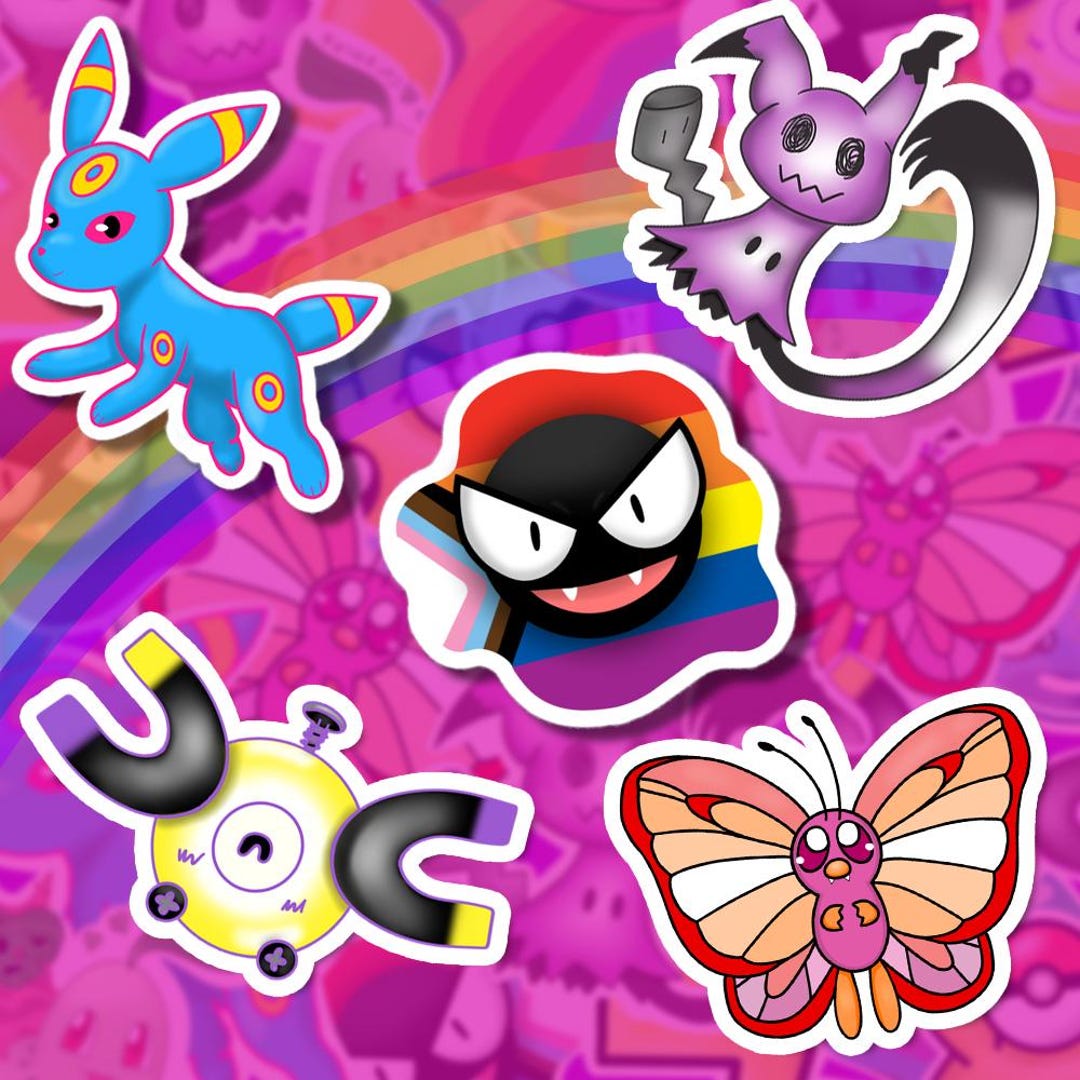 LGBTQ Pokémon Sticker Set Pride Decals Featuring Gastly & More - Etsy