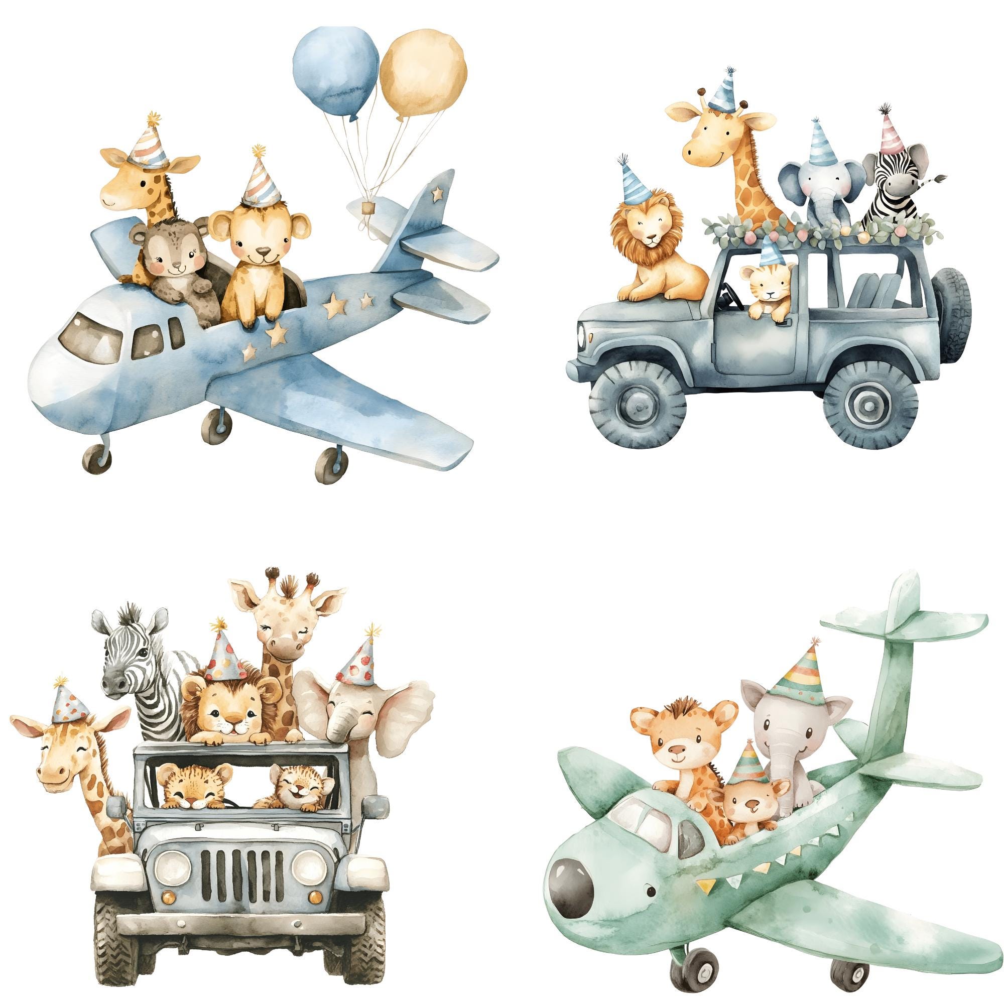 Safari Birthday Clipart, Baby Animal Birthday Clipart, Safari Animals ...