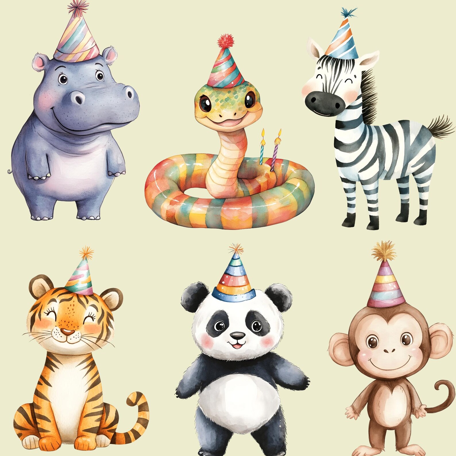 Safari Birthday Clipart, Baby Animal Birthday Clipart, Safari Animals ...