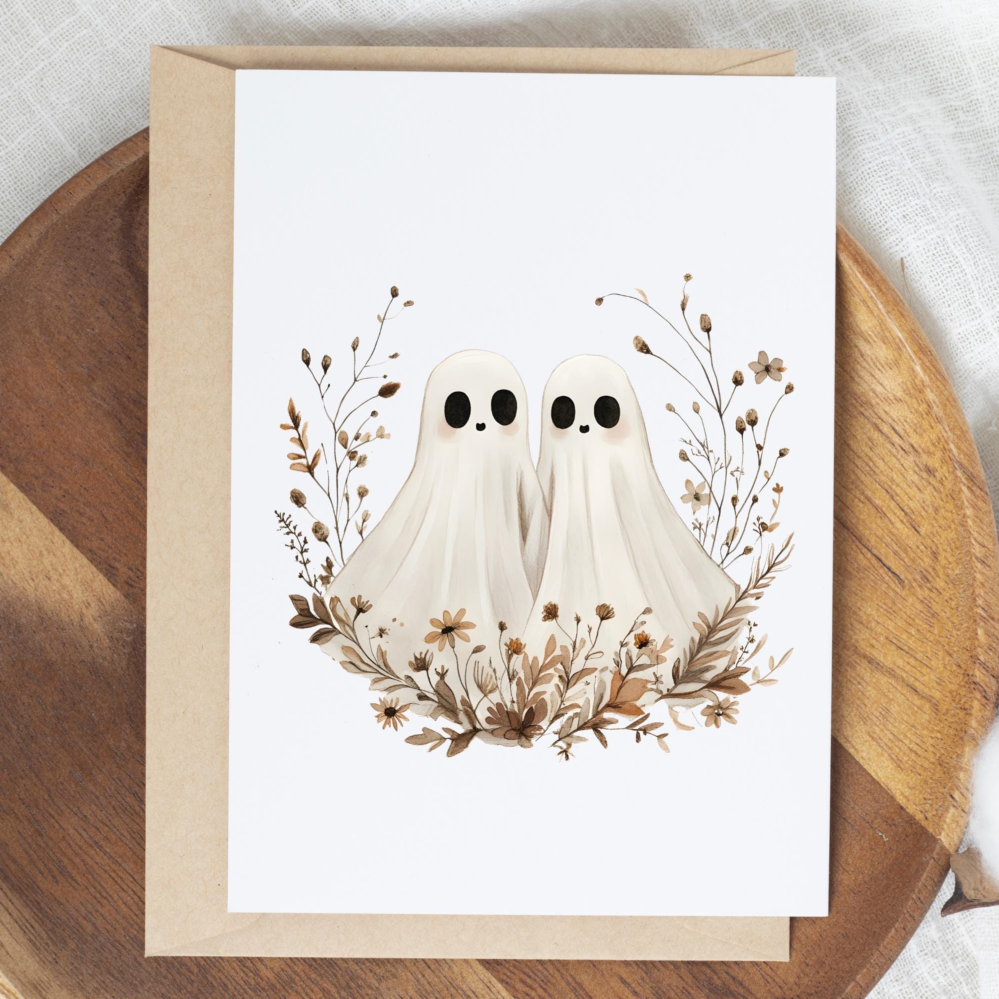 Watercolor Fall Ghost Clipart, Vintage Autumn Ghost Clipart, Autumn ...