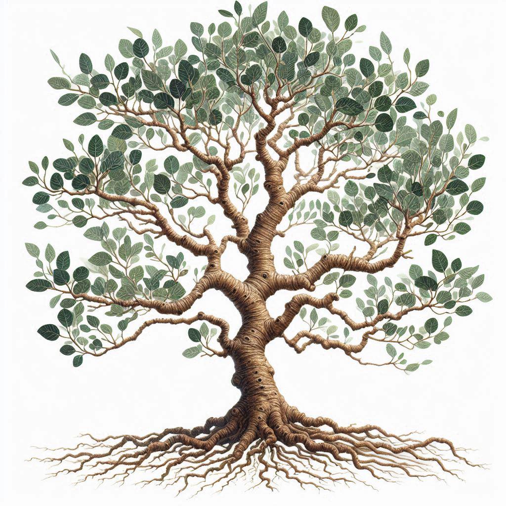 10 Old Tree Clipart, Tree With Roots Clipart, Watercolor Intricate Tree ...