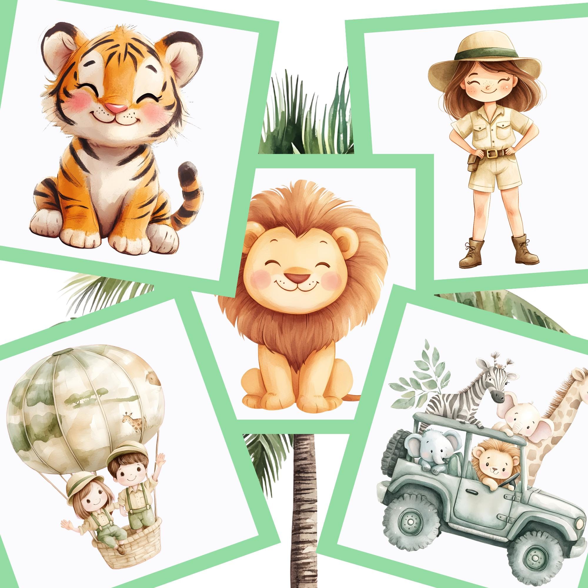 Watercolor Safari Animals Clipart, Cute Safari Friends Clipart, Cute ...
