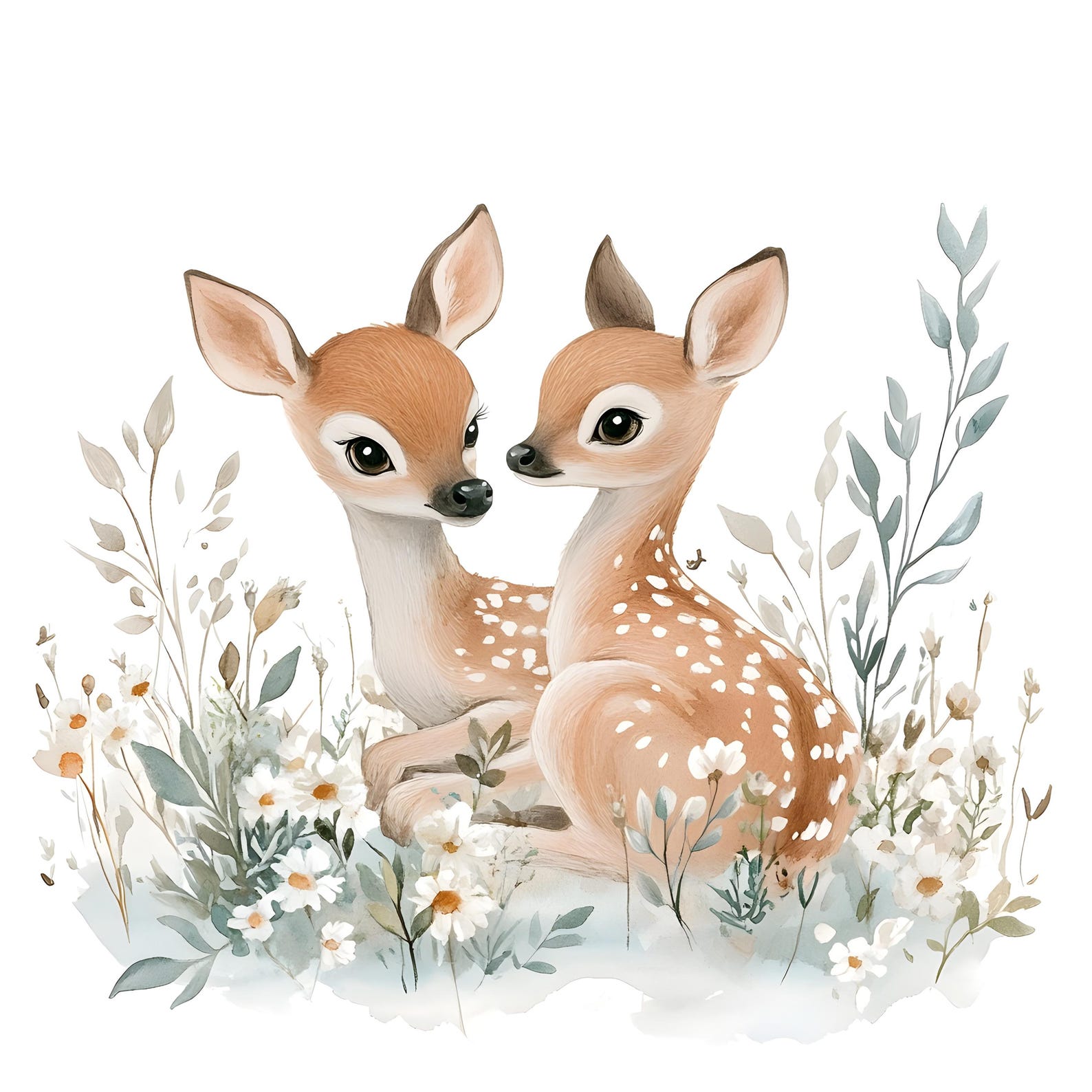 18 Watercolor Deer Clipart, Forest Animal Clipart, Woodland Fawn With ...