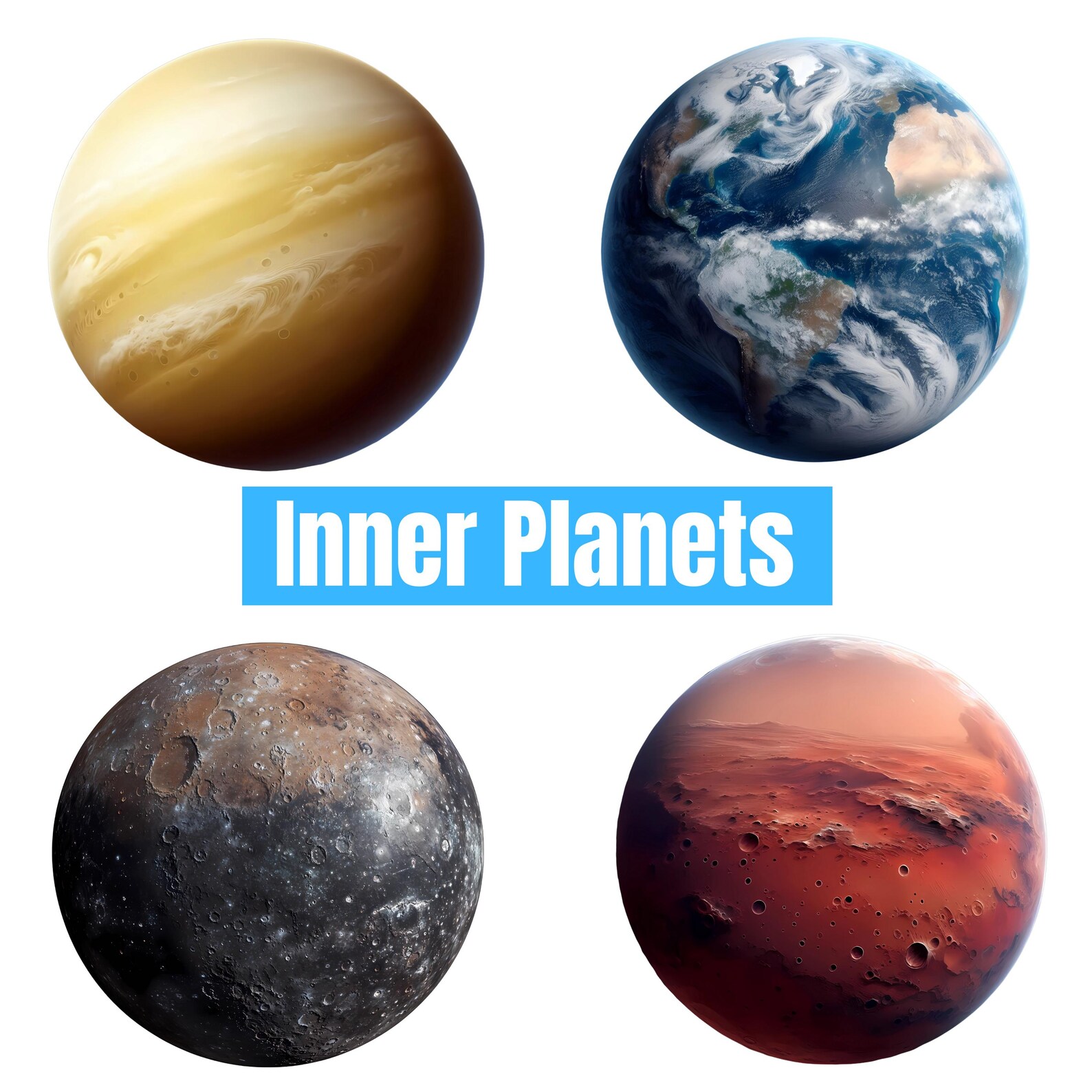 Realistic Solar System Clipart, Planets Clipart, Space Illustration, 10 ...