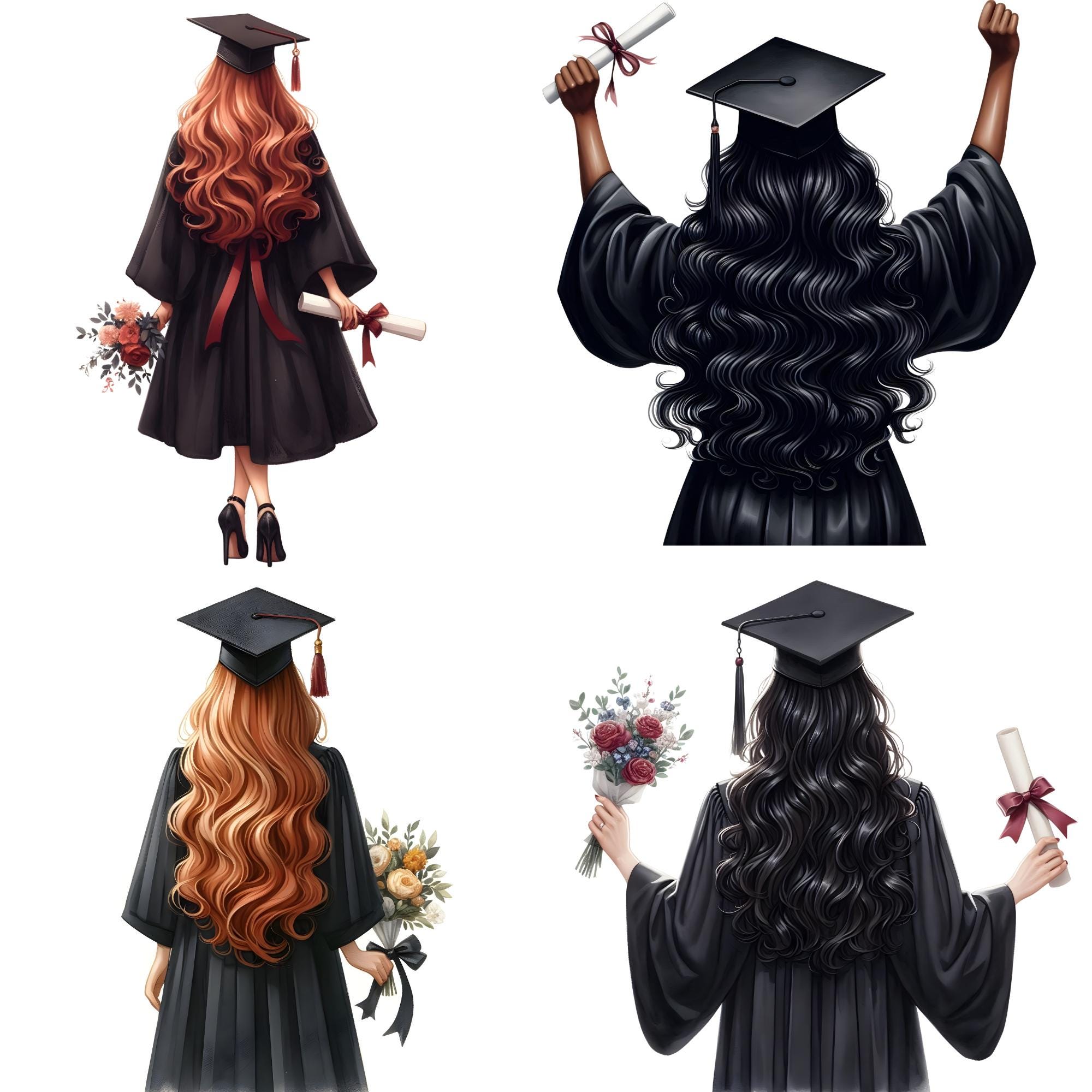 25 Graduation Girl Clipart Bundle, Graduation Clipart, Student Grad ...