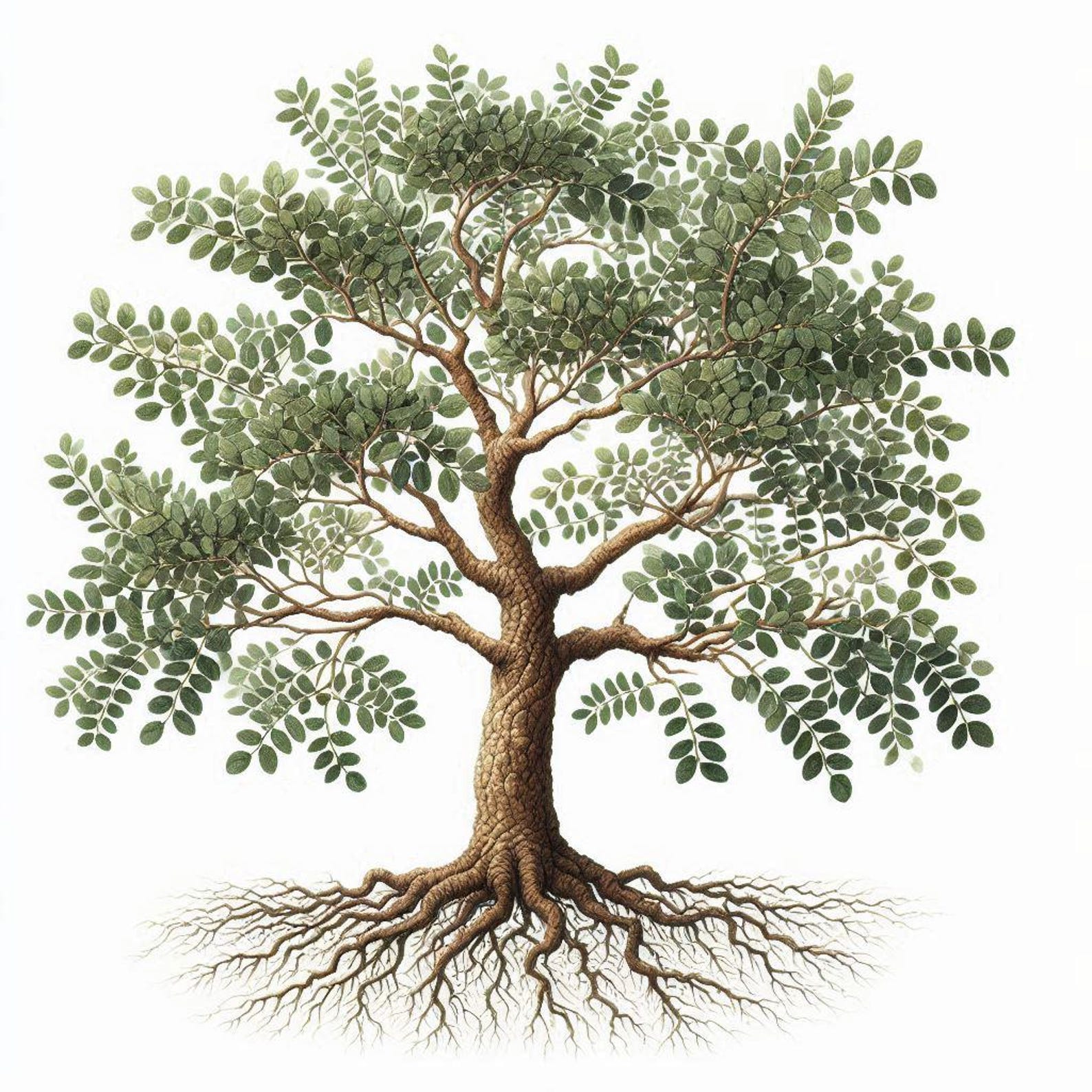 10 Old Tree Clipart, Tree With Roots Clipart, Watercolor Intricate Tree ...