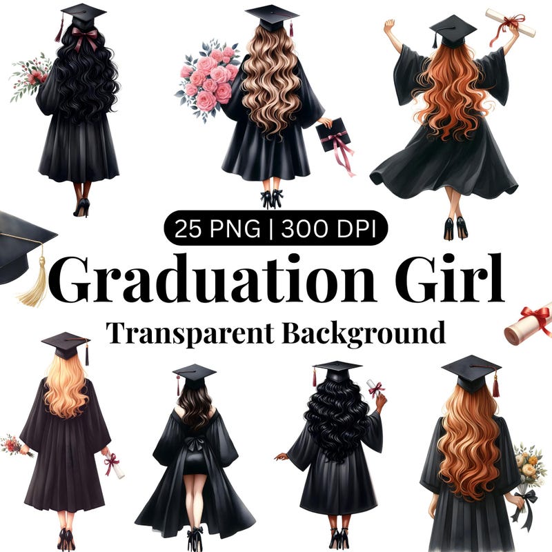Graduation Back Clipart - Etsy UK
