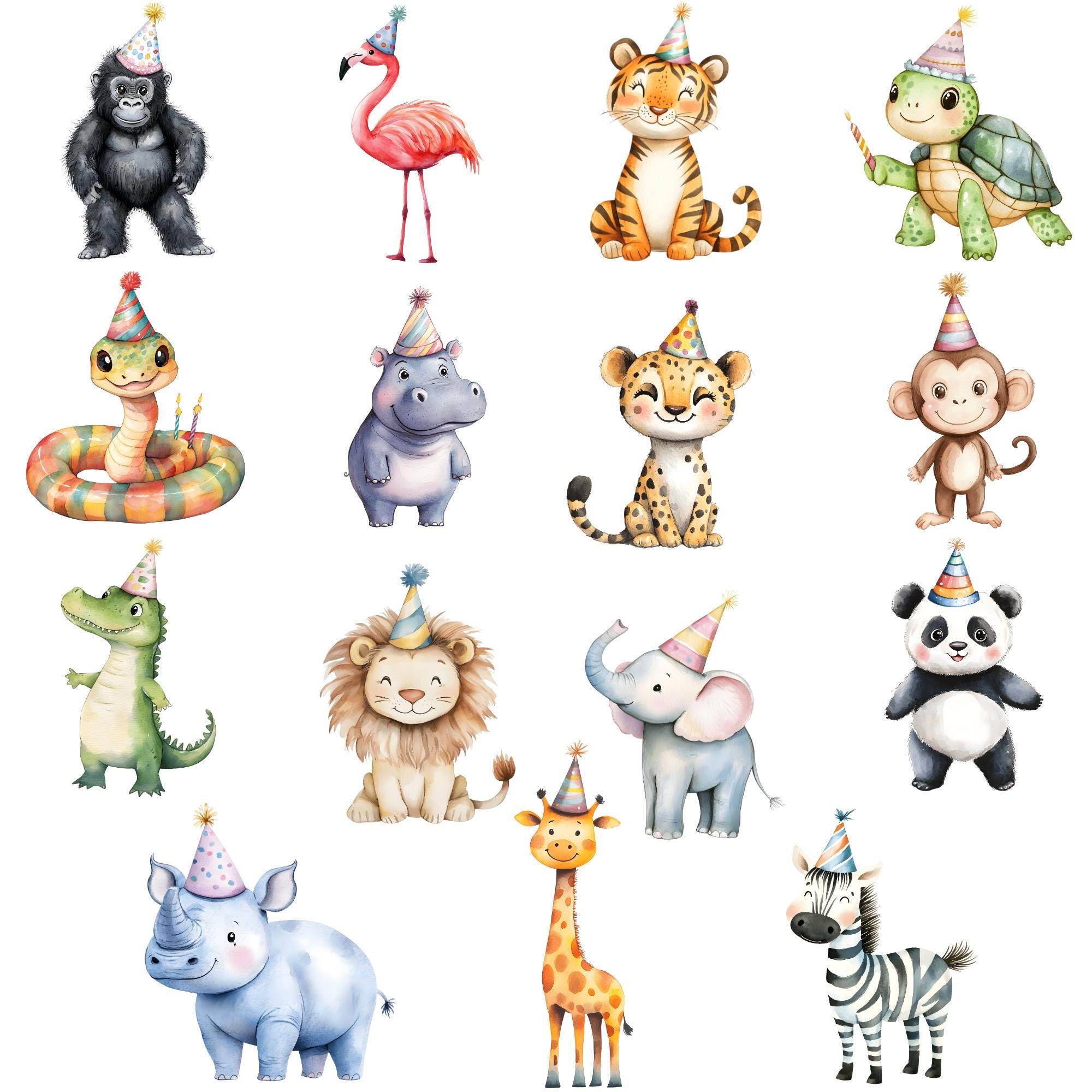 Safari Birthday Clipart, Baby Animal Birthday Clipart, Safari Animals ...