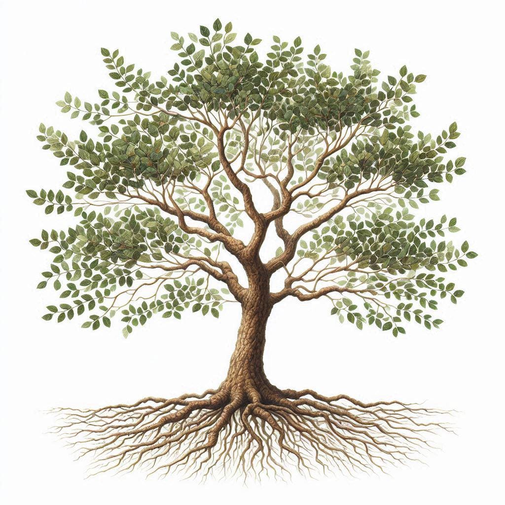 10 Old Tree Clipart, Tree With Roots Clipart, Watercolor Intricate Tree ...