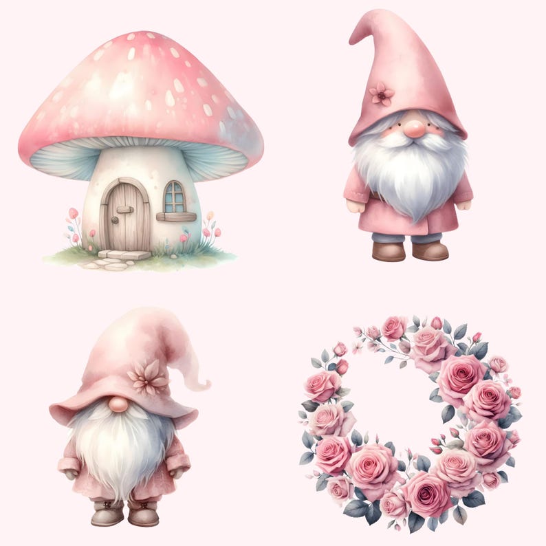 Watercolor Fairy Garden Clipart, Pink Fairy Princess Clipart, Enchanted ...