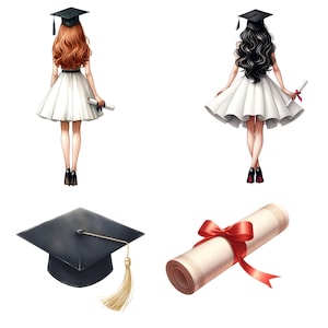 28 Graduation Girl Clipart Bundle, High School College Senior Clipart ...