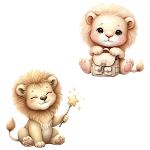 Watercolor Cute Lion Clipart, Lion Nursery Clipart, Safari Animals ...