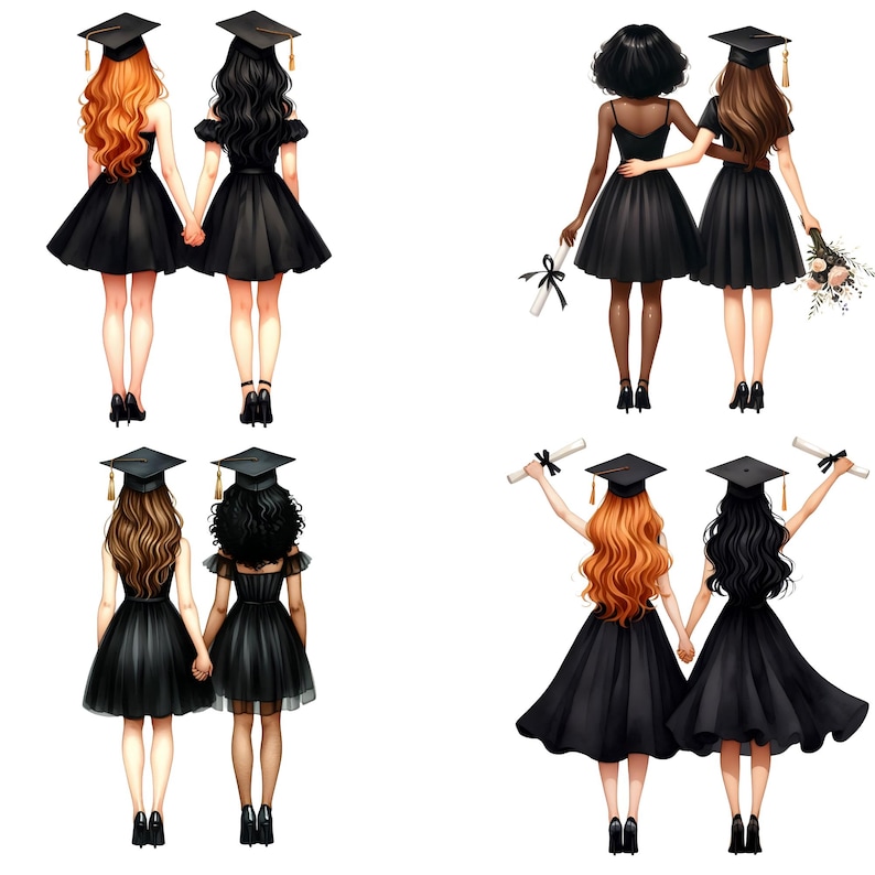 28 Graduation Girl Clipart Bundle, High School College Senior Clipart ...