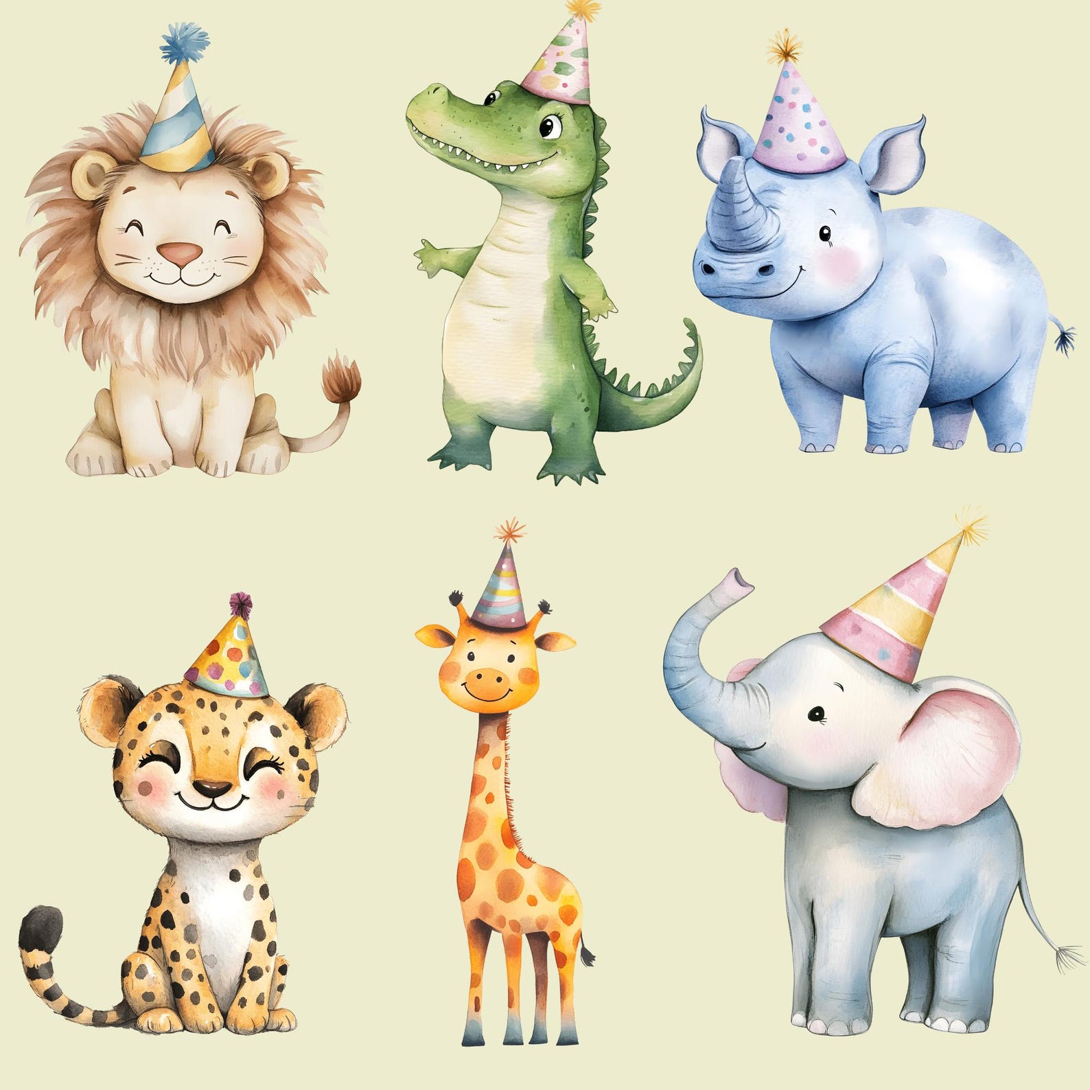 Safari Birthday Clipart, Baby Animal Birthday Clipart, Safari Animals ...