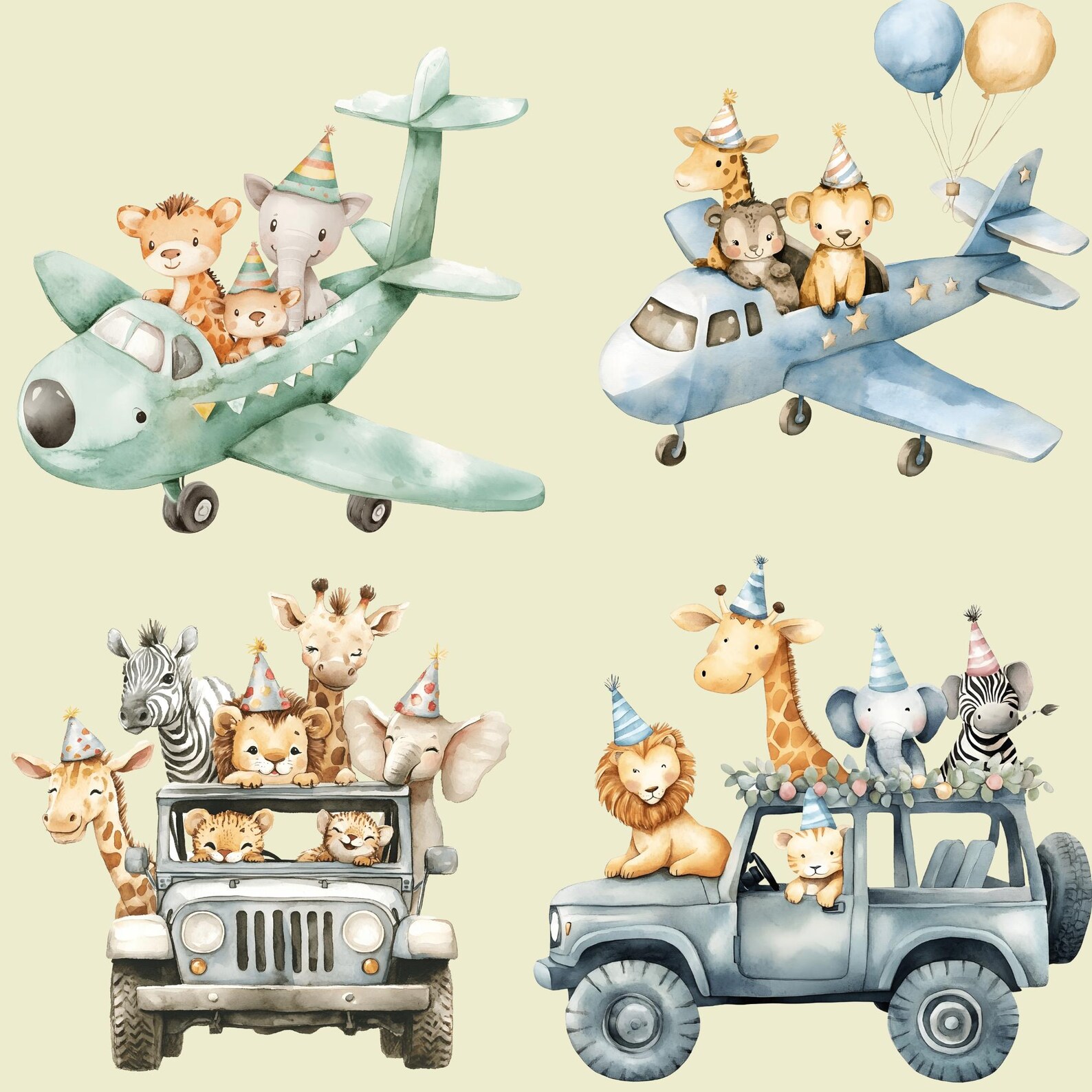 Safari Birthday Clipart, Baby Animal Birthday Clipart, Safari Animals ...