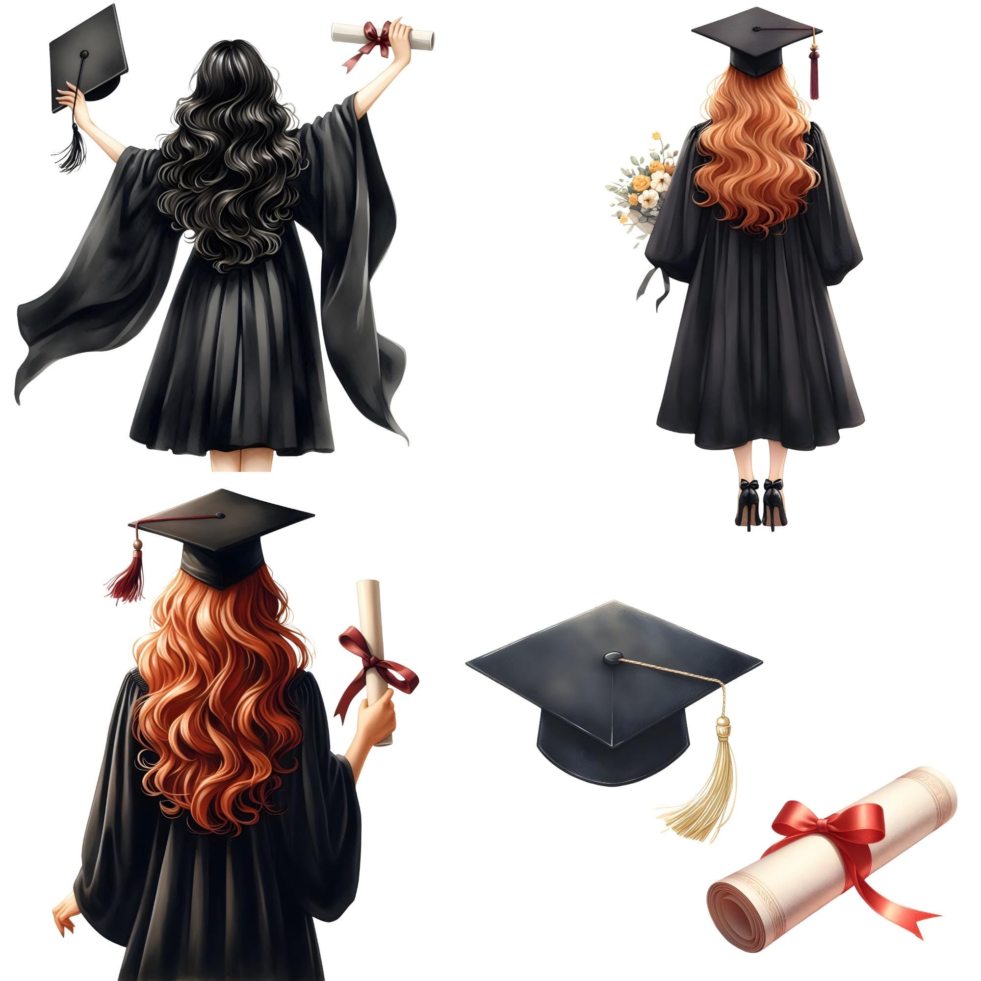 25 Graduation Girl Clipart Bundle, Graduation Clipart, Student Grad ...