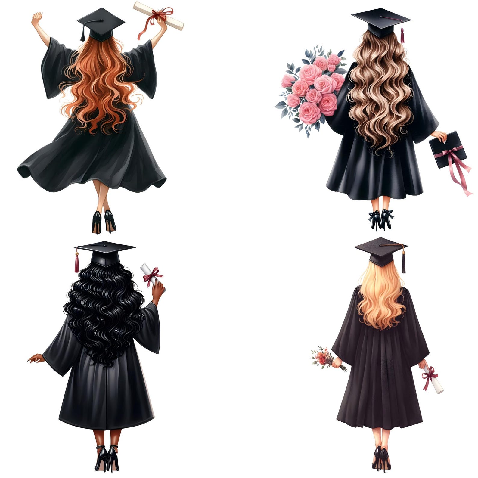 25 Graduation Girl Clipart Bundle, Graduation Clipart, Student Grad ...