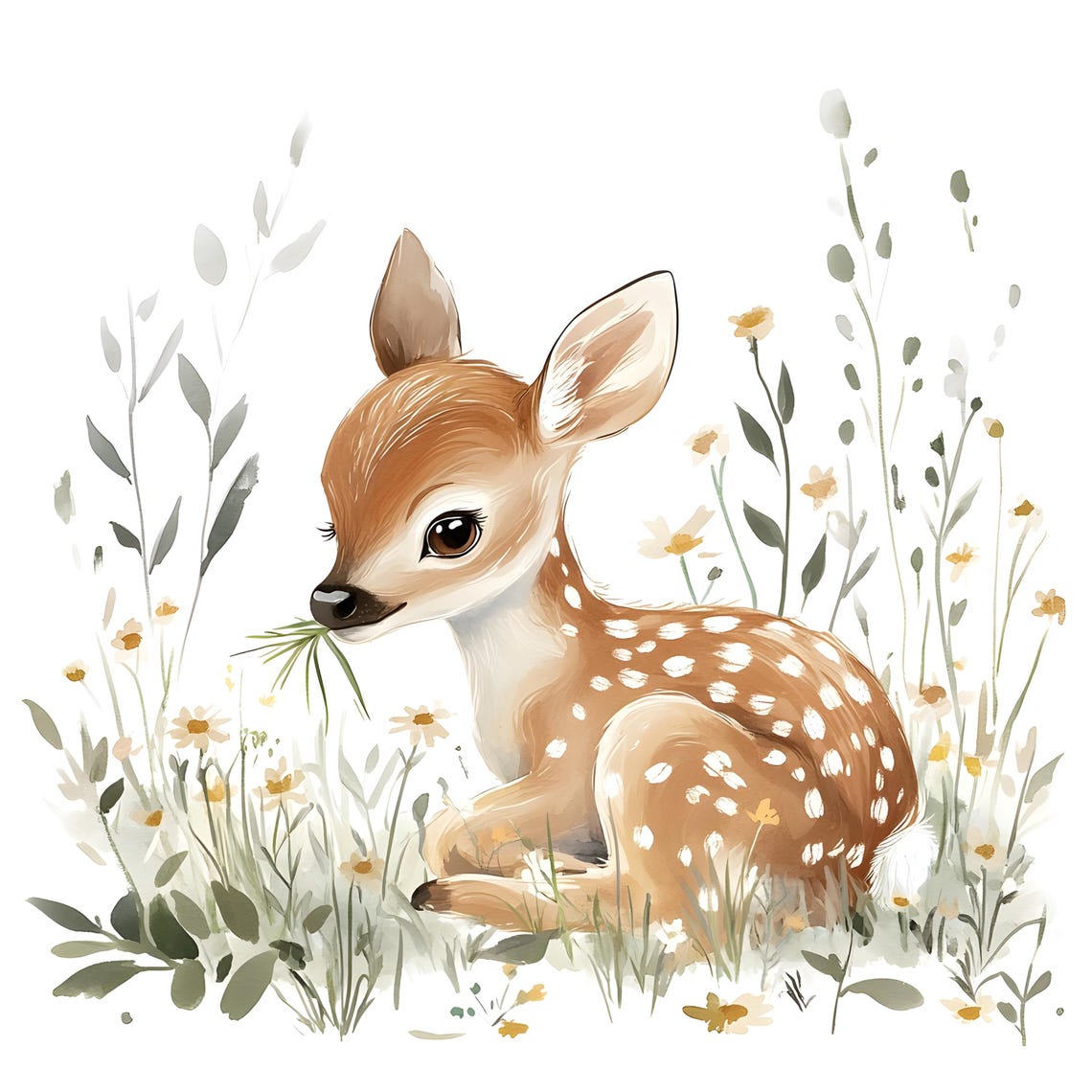18 Watercolor Deer Clipart, Forest Animal Clipart, Woodland Fawn With ...