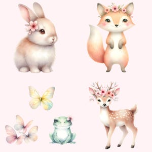 Watercolor Fairy Garden Clipart, Pink Fairy Princess Clipart, Enchanted ...