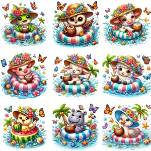 Summer Animals Clipart, Cute Beach Animals PNG, Ocean Nursery Clipart ...