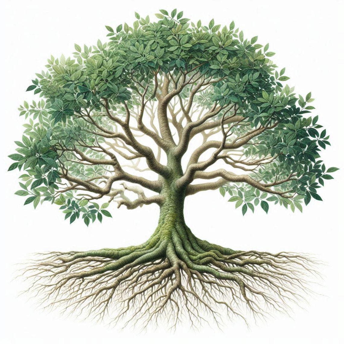 10 Old Tree Clipart, Tree With Roots Clipart, Watercolor Intricate Tree ...
